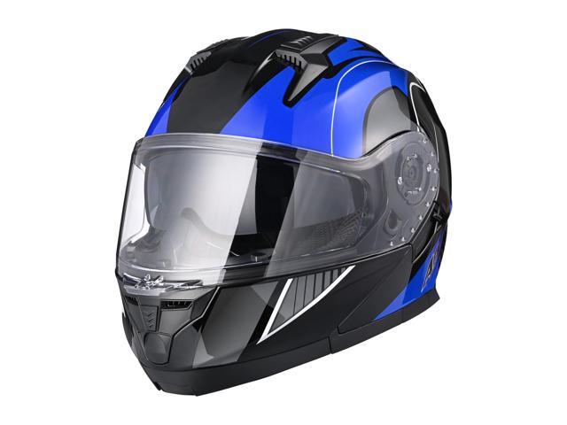 Ahr Run-M3 Modular Flip Up Helmet Full Face Dual Visor Dot Motorcycle Bike S - Blue