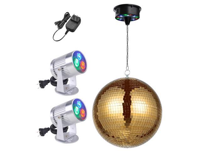 Click here for Yescom 12 Party Mirror Ball w/ 2 RGB Spotlights Ro... prices