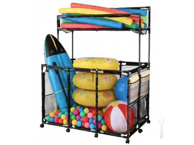 Click here for Yescom Metal Frame 10 Wheels Rolling Mesh Pool Sto... prices