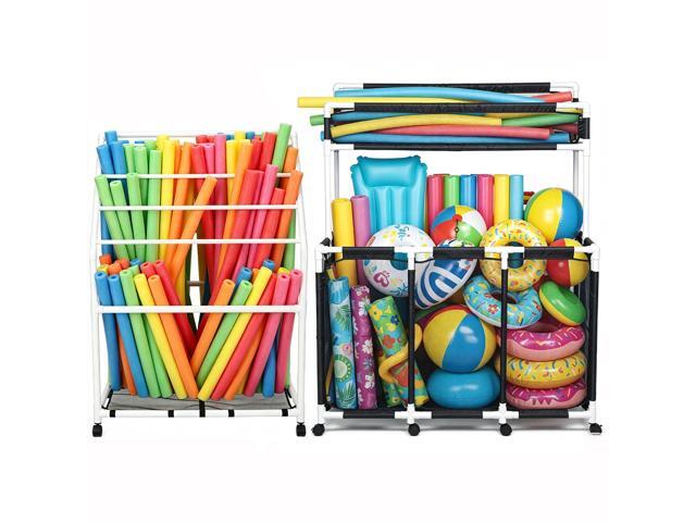Yescom 424 Gal Pool Float Storage Bin 2 Tiers with Towel Rack Holder Set Rolling Noodles Raft Cart 2026