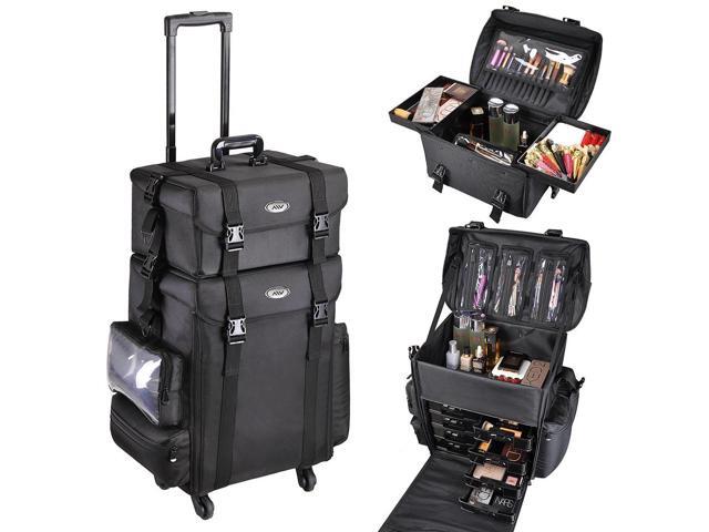 Byootique Classic Black Rolling 2in1 Cosmetic Case Sided Makeup Artist Organizer - Black