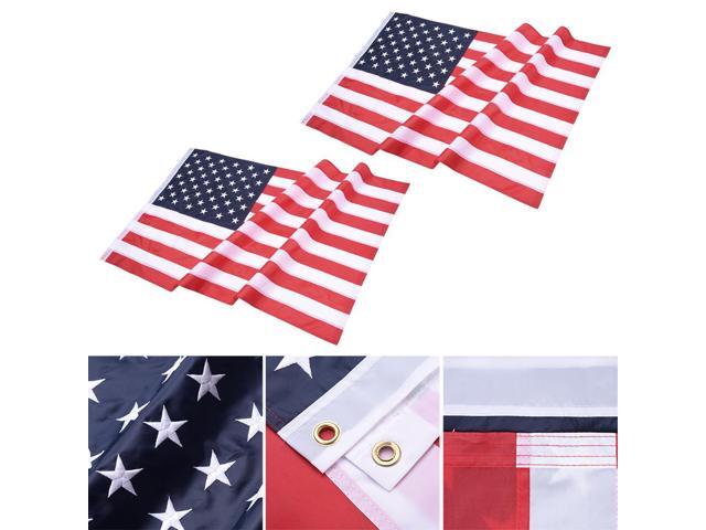 Click here for 2 Pcs 3x5 FT American Flag Sewn Stars Stripes 210D... prices