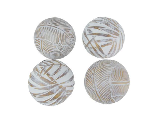 Click here for Whitewashed Tropical Leaf Wood Look Decor Balls Se... prices