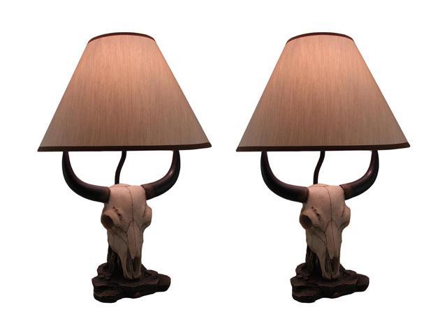 Click here for Pair of Cast Resin Cow Skull Lamps for Ranch-style... prices