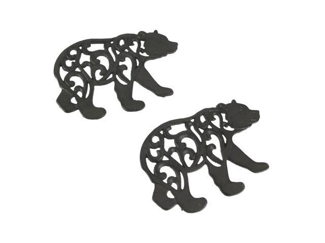 Click here for Set of 2 Black Enamel Cast Iron Bear Kitchen Trive... prices