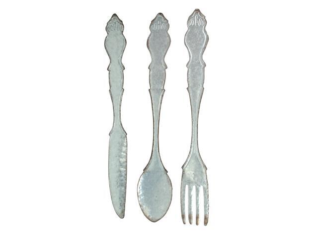 Click here for Galvanized Grey Metal Fork  Spoon  and Knife Farmh... prices