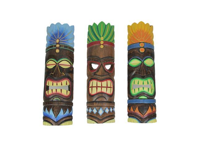 Click here for Set of 3 Brightly Painted Hand Carved Elemental Ti... prices