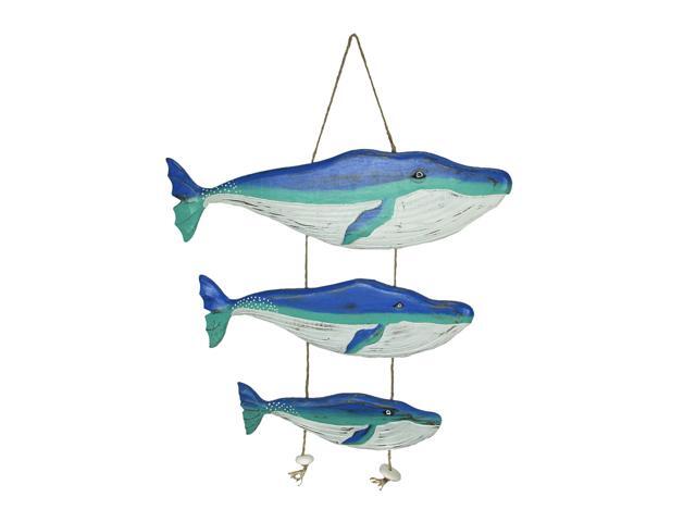Click here for Wood Blue Humpback Whale Family Wall Hanging Sculp... prices