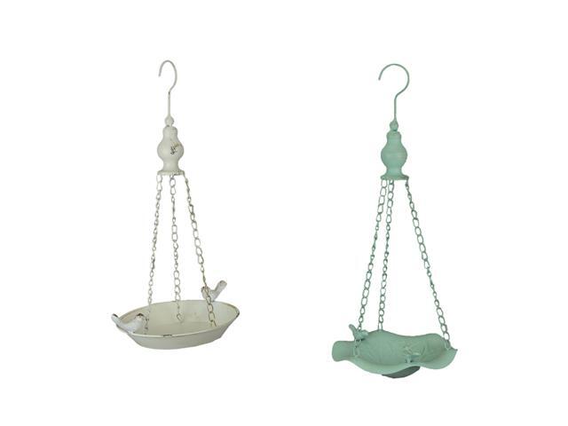 Click here for White and Green Metal Hanging Bird Feeder Outdoor... prices