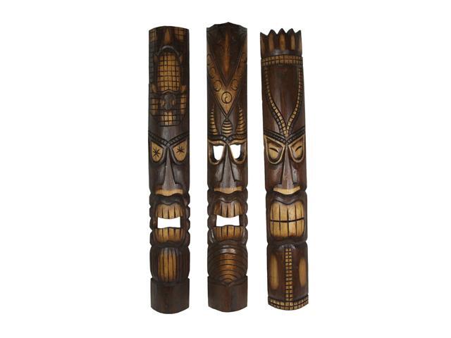 Click here for Set of 3 40-Inch Tall Hand-Carved Tiki Mask Wall S... prices