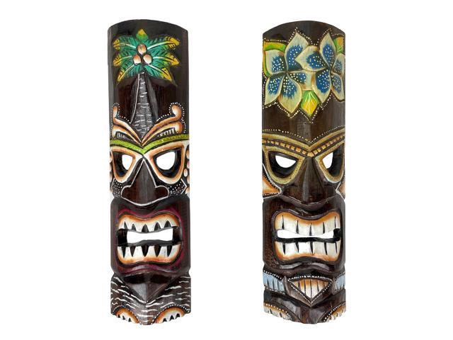 Click here for Set of 2 Hand Crafted Wooden 20 Inch Tiki Wall Mas... prices