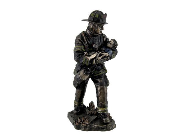 Click here for Firefighter Carrying Child Metallic Bronze Statue... prices