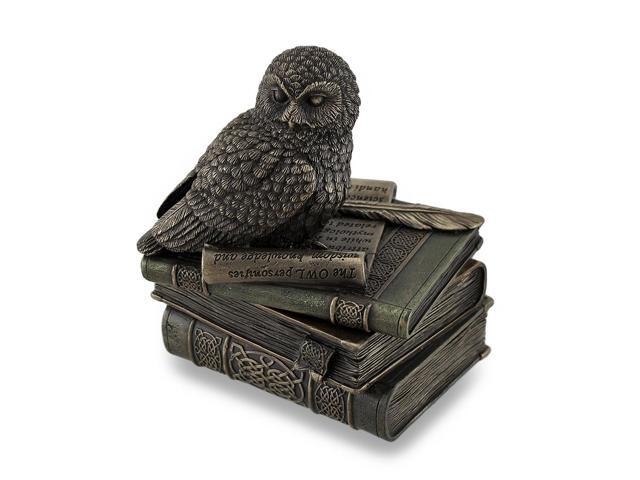 Click here for Owl Perched On Stack of Books Bronzed Trinket Box/... prices