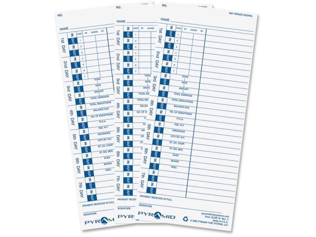 Click here for Pyramid Time Card for Models 3500  3600SS & 3700 prices