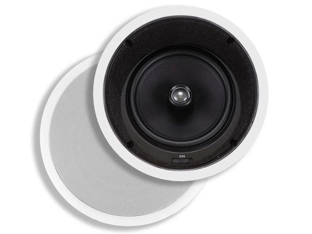 Monoprice Caliber 2-Way Aramid Fiber In-Ceiling Speakers - 8 Inch With Titanium Tweeters and 15 Angled Drivers (Pair)