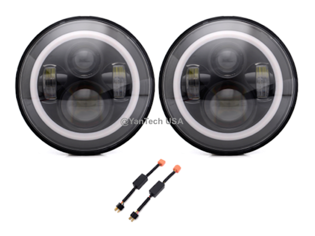 Click here for 2 x 7 Round LED Headlights DRL & High/Low Beam For... prices