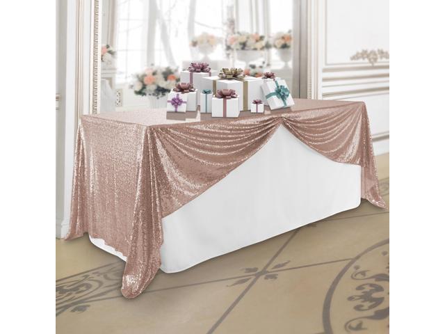 Click here for Lanns Linens 60 x 102 Rose Gold Sequin Tablecloth... prices