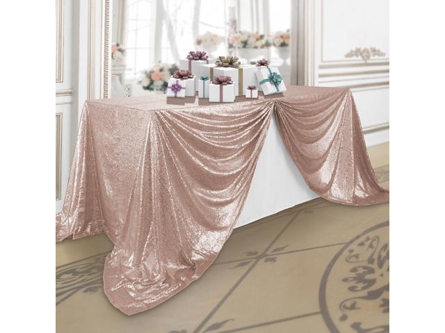 Click here for Lanns Linens 90 x 156 Rose Gold Sequin Tablecloth... prices