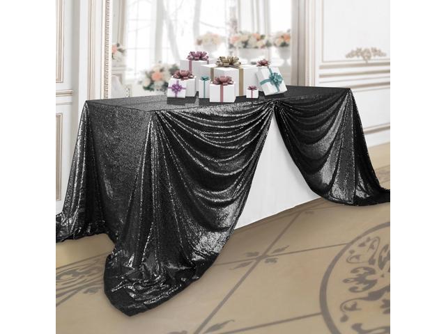 Click here for Lanns Linens 90 x 156 Black Sequin Tablecloth  Spa... prices