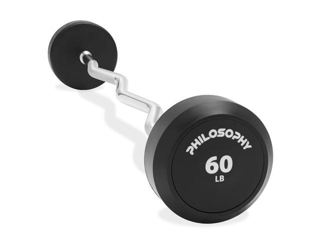 Click here for Philosophy Gym Rubber Fixed Barbell  60 LB Pre-Loa... prices