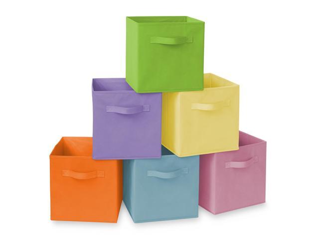 Casafield Set of 6 Fabric Storage Cube Bins  Orange - 11" Collapsible Foldable Cloth Baskets for Shelves and Cubby Organizers - Multicolor