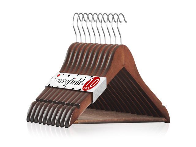 Click here for Casafield - 10 Walnut Wooden Suit Hangers - Premiu... prices