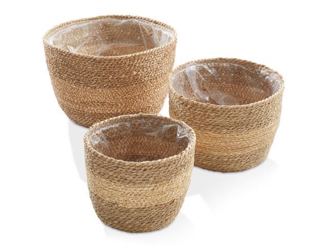 Click here for Casafield Set of 3 Seagrass Planter Baskets with L... prices