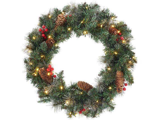 Click here for Casafield Pre-Lit Artificial Christmas Wreath for... prices
