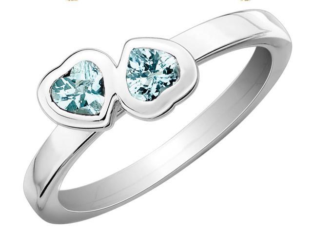 Click here for Aquamarine Double Heart Ring 2/5 Carat (ctw) in St... prices