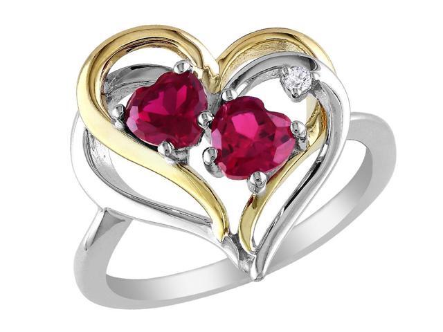 Click here for 1.10 Carat (ctw) Lab-Created Ruby Heart Ring with... prices