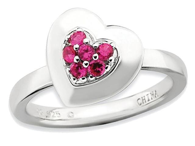 Click here for Synthetic Lab Created Ruby Heart Promise Ring in S... prices