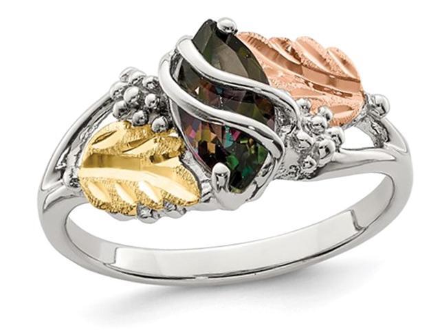 Click here for 1/3 Carat (ctw) Mystic Fire Topaz Leaf Ring in Ste... prices