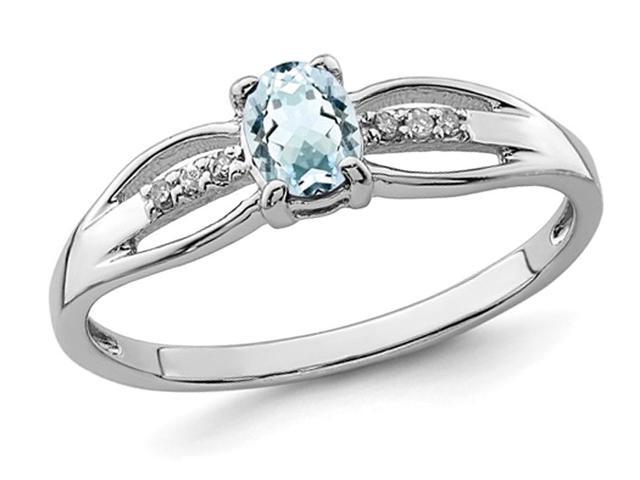 Click here for 1/3 Carat (ctw) Natural Aquamarine Ring in Sterlin... prices