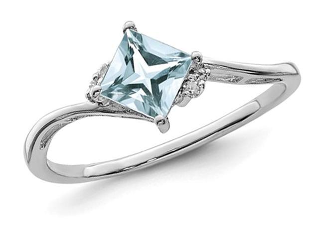 Click here for 1/2 Carat (ctw) Princess-Cut Aquamarine Ring in St... prices