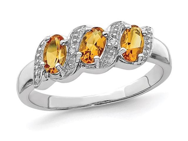 Click here for 1/2 Carat Three Stone Citrine Ring in Sterling Sil... prices