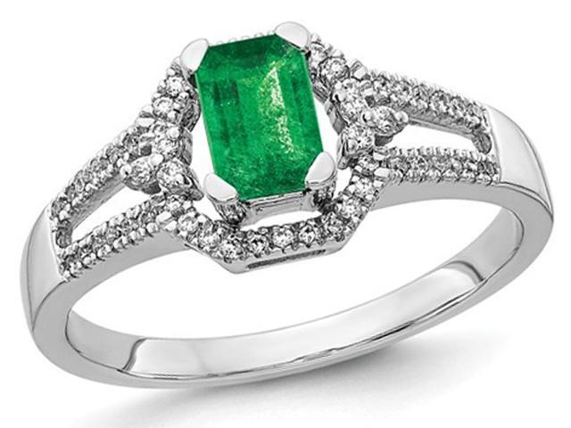 Click here for 1/2 Carat (ctw) Natural Emerald Ring in 14K White... prices