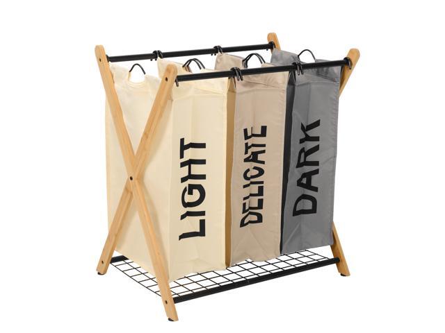 Oceanstar X-Frame Bamboo 3-Bag Laundry Sorter  Color
