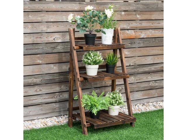 Click here for Costway 3 Tier Outdoor Wood Design Flower Pot Shel... prices
