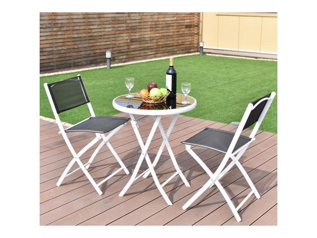 Click here for Costway 3 PCS Folding Bistro Table Chairs Set Gard... prices