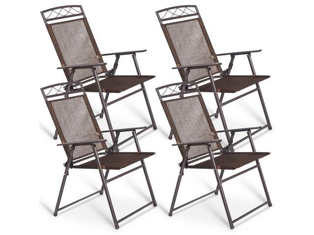 Click here for Costway Set of 4 Patio Folding Sling Chairs Steel... prices