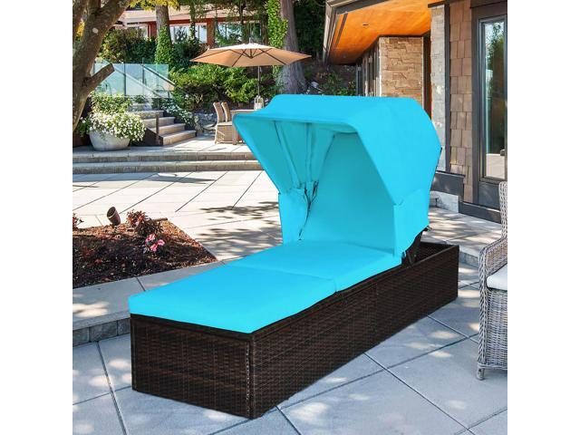 Click here for Costway Patio Rattan Lounge Chair Chaise Cushioned... prices