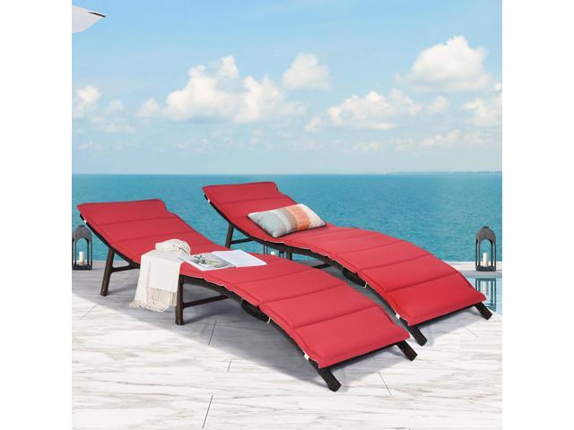 Click here for Costway 2PCS Patio Rattan Folding Lounge Chair Sta... prices