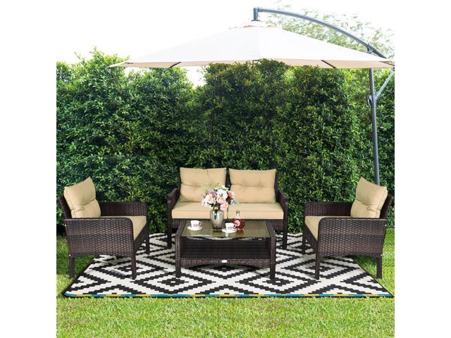 Click here for Costway 4PCS Patio Rattan Furniture Set Loveseat S... prices