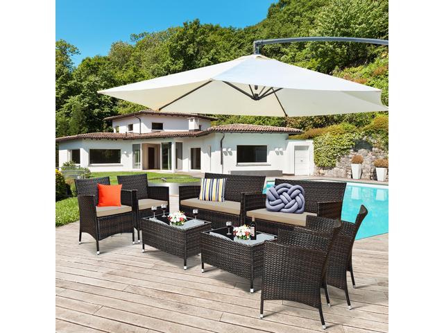 Click here for Costway 8PCS Patio Furniture Set Cushioned Sofa Co... prices