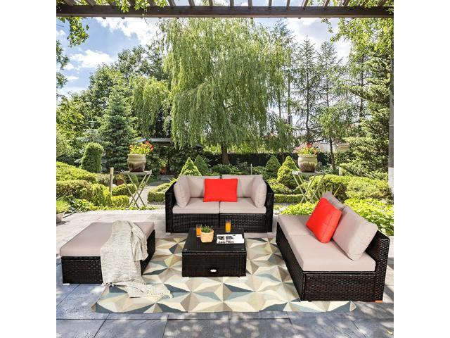Click here for Costway 6PCS Outdoor Patio Rattan Furniture Set Cu... prices