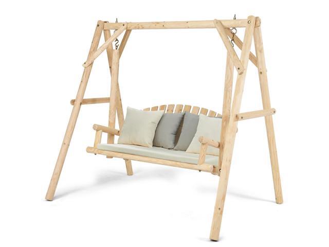 Click here for Wooden Porch Swing Outdoor Patio Rustic Torched Lo... prices