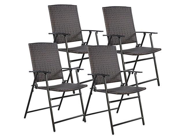 Click here for 4 PCS Brown Folding Rattan Chair Furniture Outdoor... prices