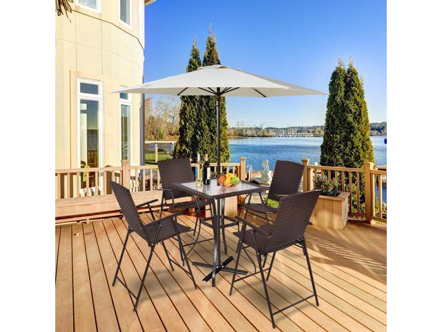 Click here for 5PC Rattan Patio Furniture Set 4 Bar Stool Folding... prices