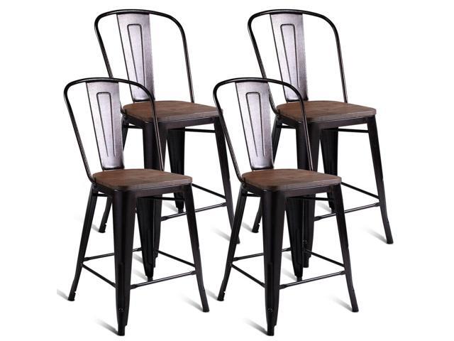 Click here for Costway Copper Set of 4 Metal Wood Counter Stool K... prices