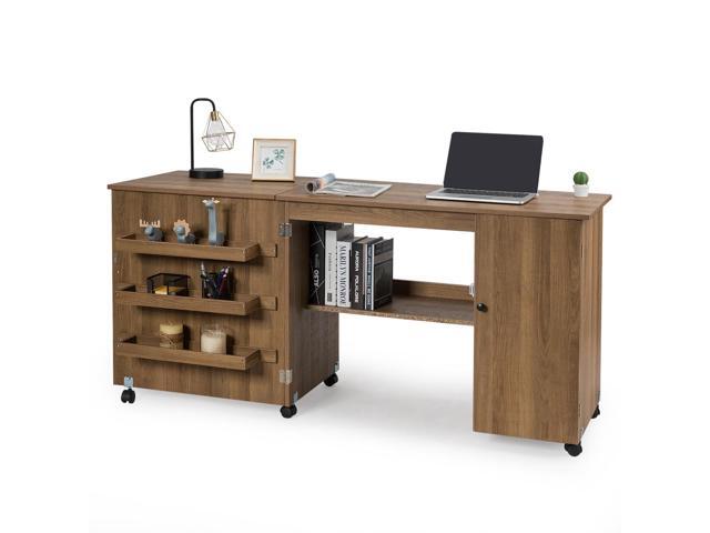 Click here for Costway Folding Sewing Table Shelves Storage Cabin... prices